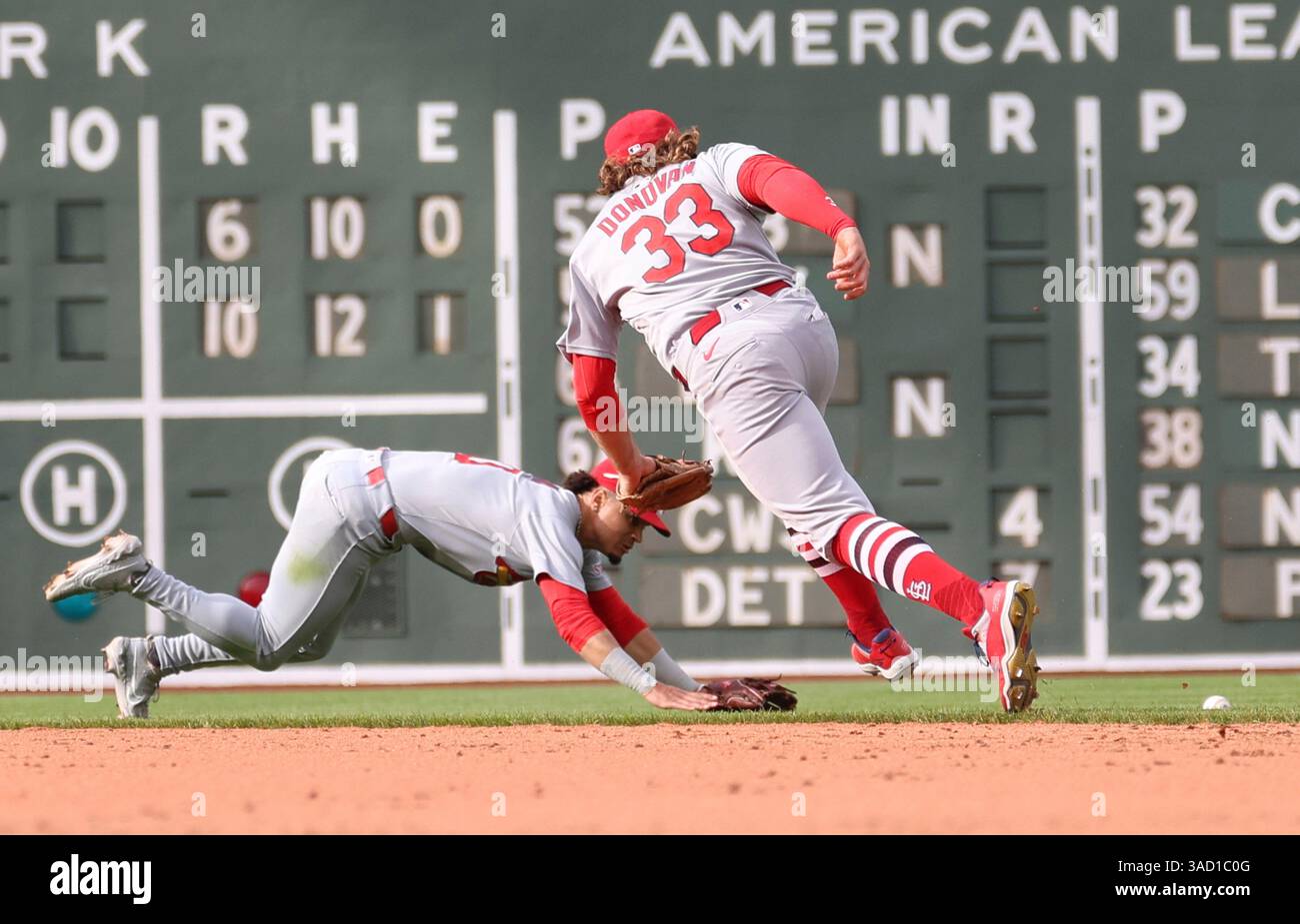 St. Louis Cardinals shortstop Masyn Winn, left, and infielder Brendan ...