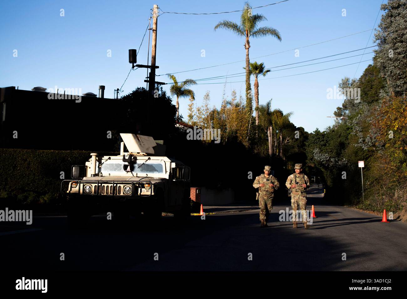 Pacific Palisades, USA. 15th Jan, 2025. A National Guard blockade of ...