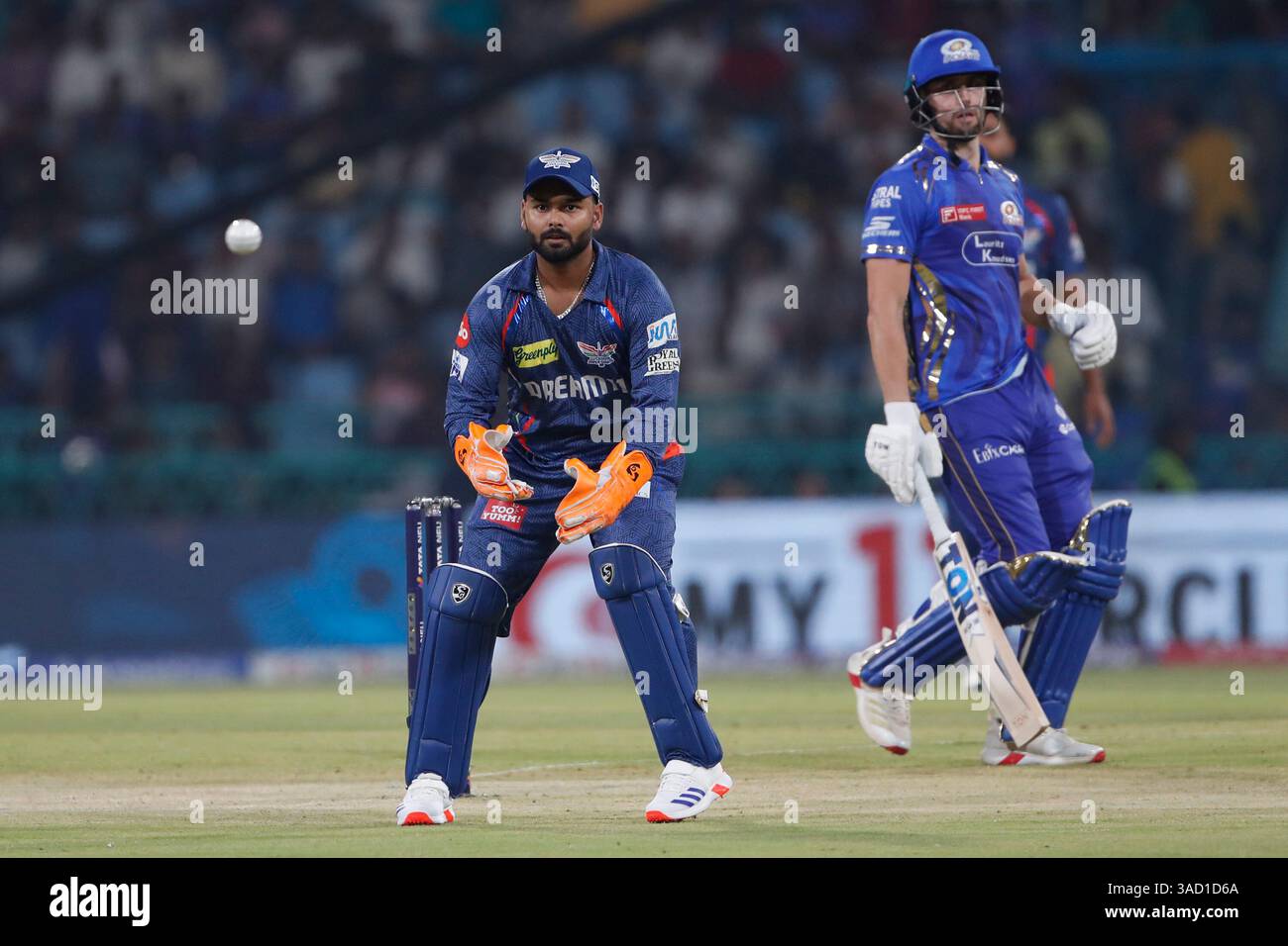 LUCKNOW, INDIA - APRIL 4: Rishabh Pant of Lucknow Super Giants (L) during the 2025 IPL match ...