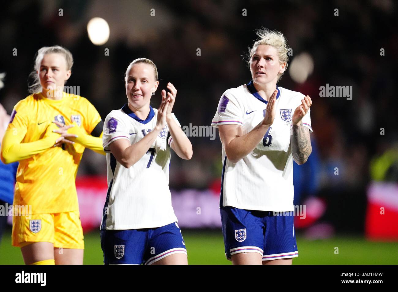 England's Millie Bright (right) after the UEFA Women's Nations League ...