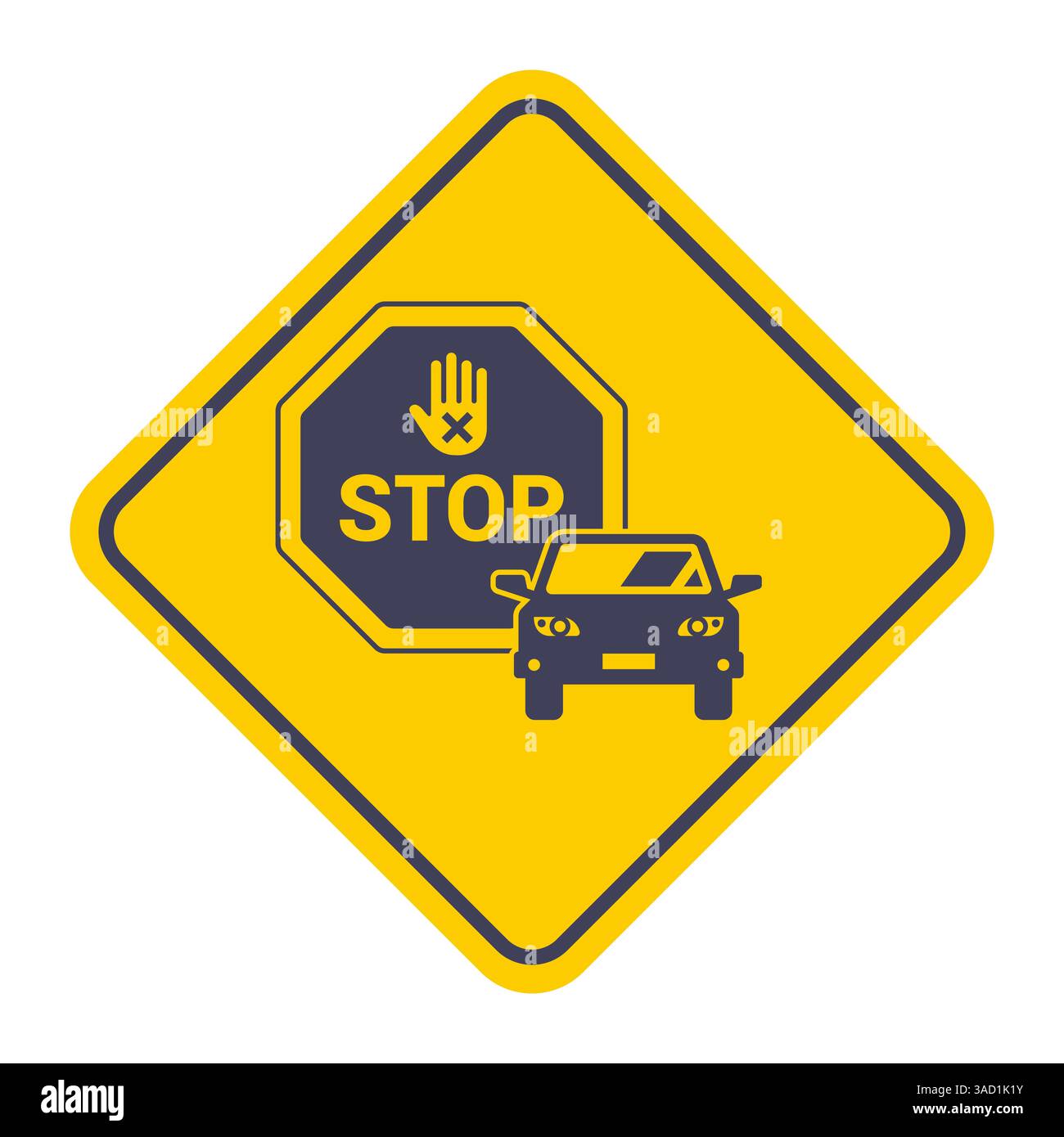 car stop sign. travel prohibited. flat vector illustration Stock Vector ...