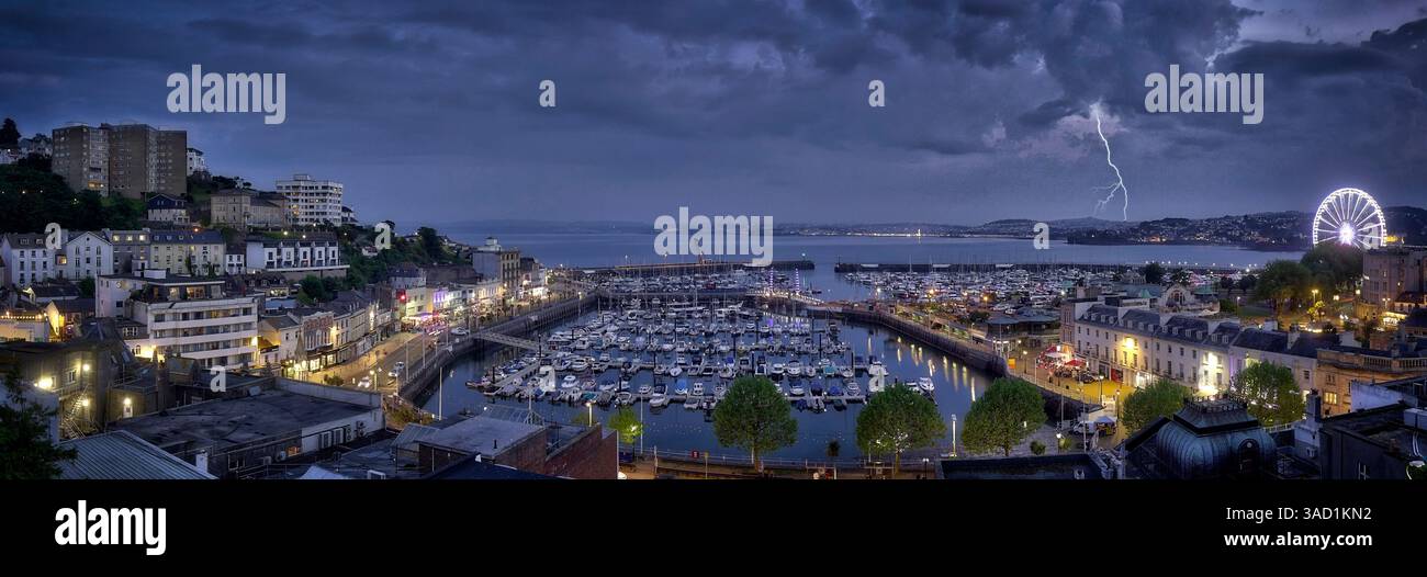Great Britain, Devonshire, Panoramic view of Torquay harbour and town ...