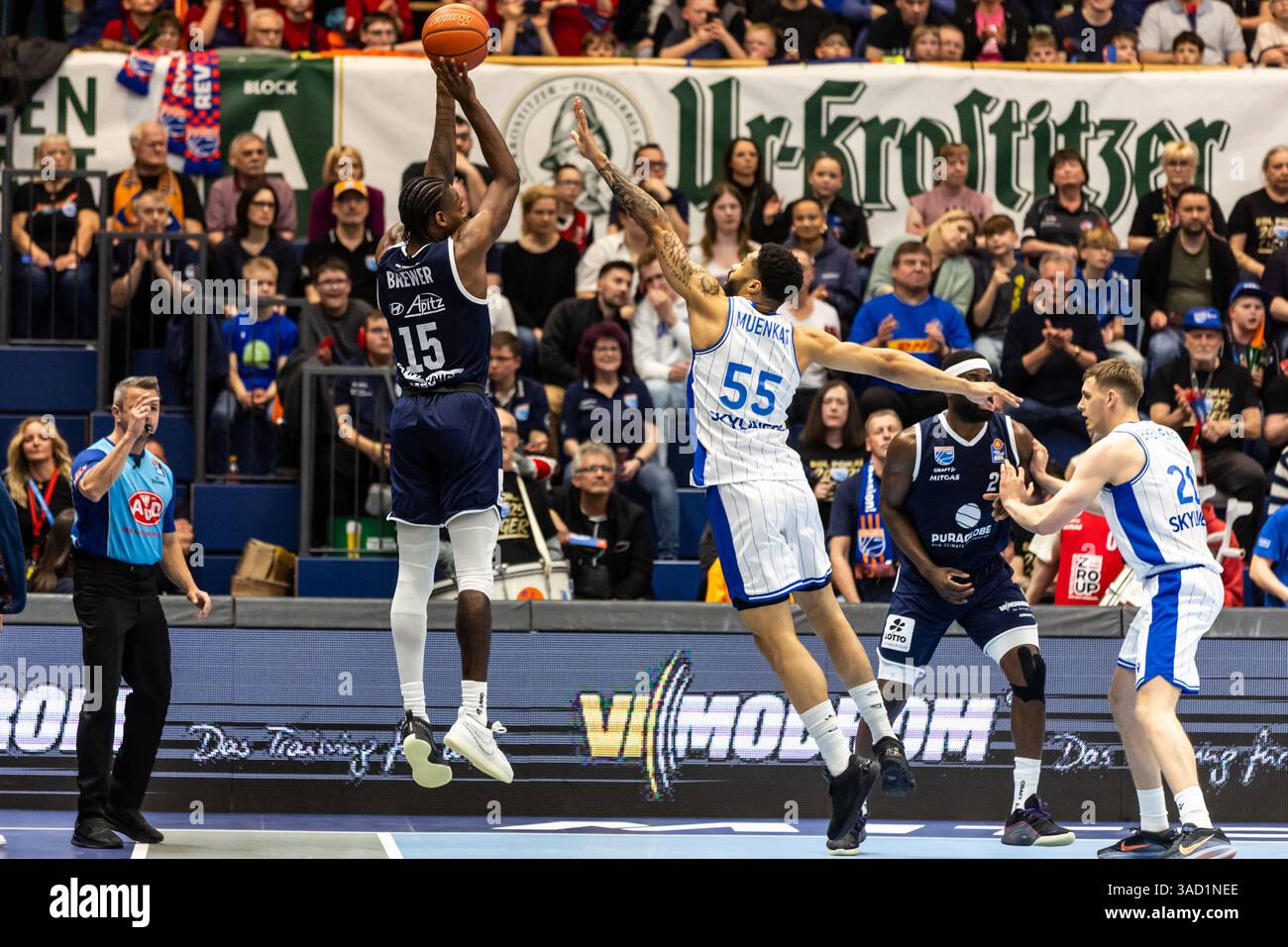 Weissenfels, Deutschland. 04th Apr, 2025. Ty Brewer (Syntainics MBC, No ...