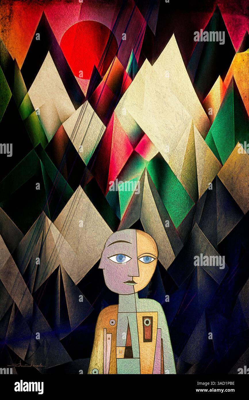 Abstract Art, Climb Every Mountain (Fictitious mountain scene Stock ...