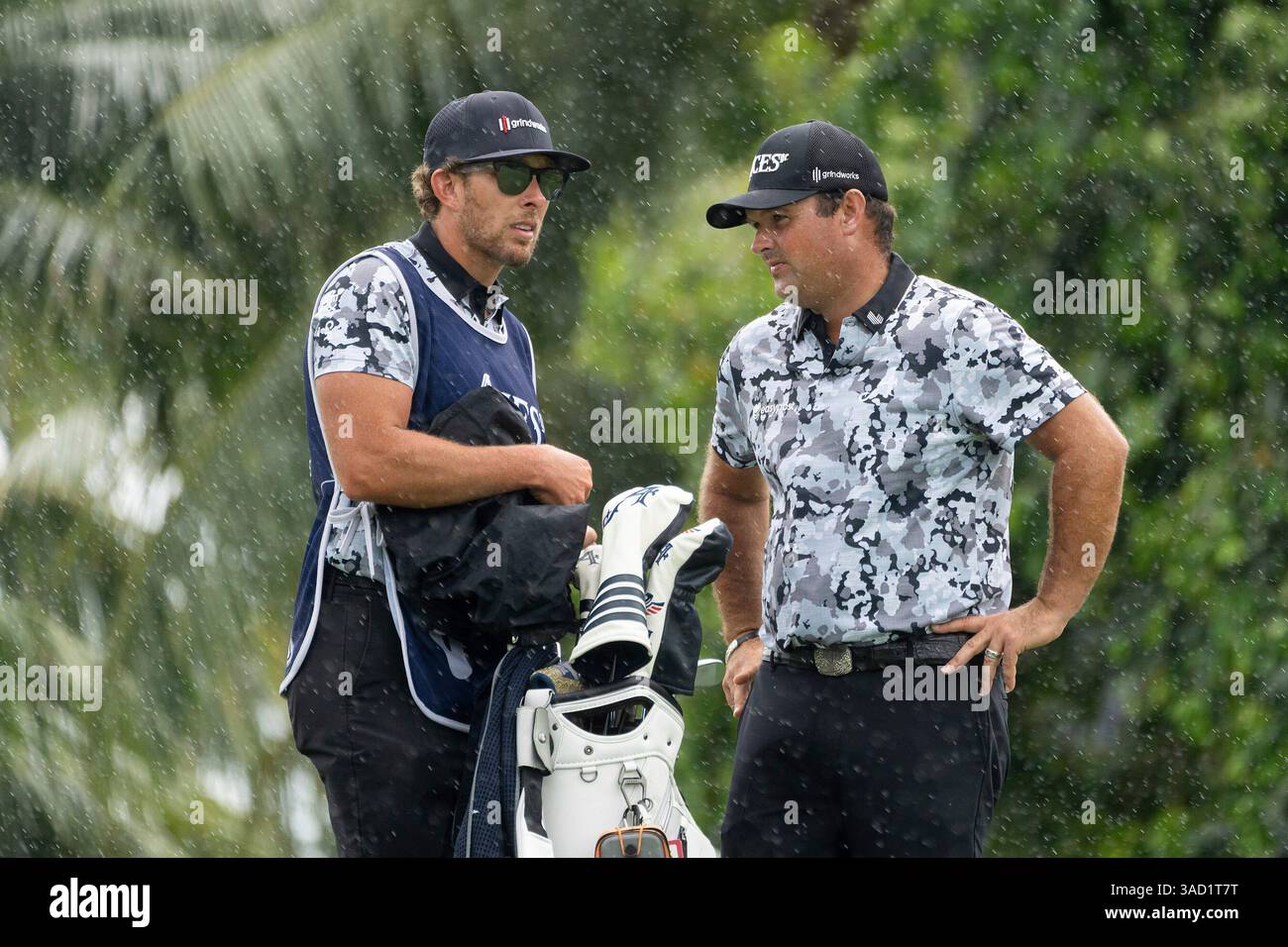 Patrick Reed of 4Aces GC and caddie, Kessler Karain, seen on the first ...