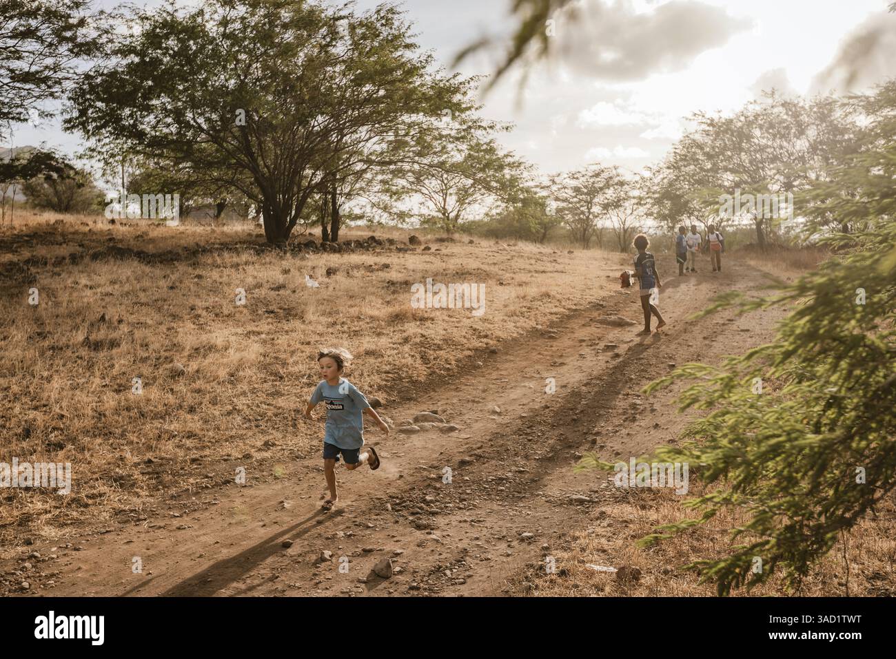 Children on a field path, Tarrafal, Cape Verde, West Africa Stock Photo ...