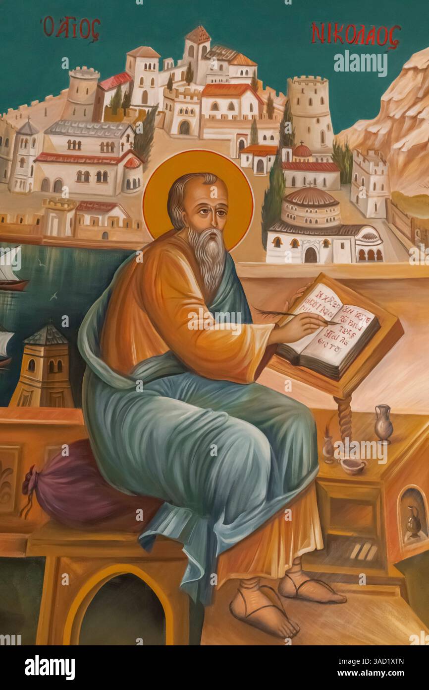 Cyprus, Paphos, Geroskipou, St.Nicholas Church, Interior view of ...