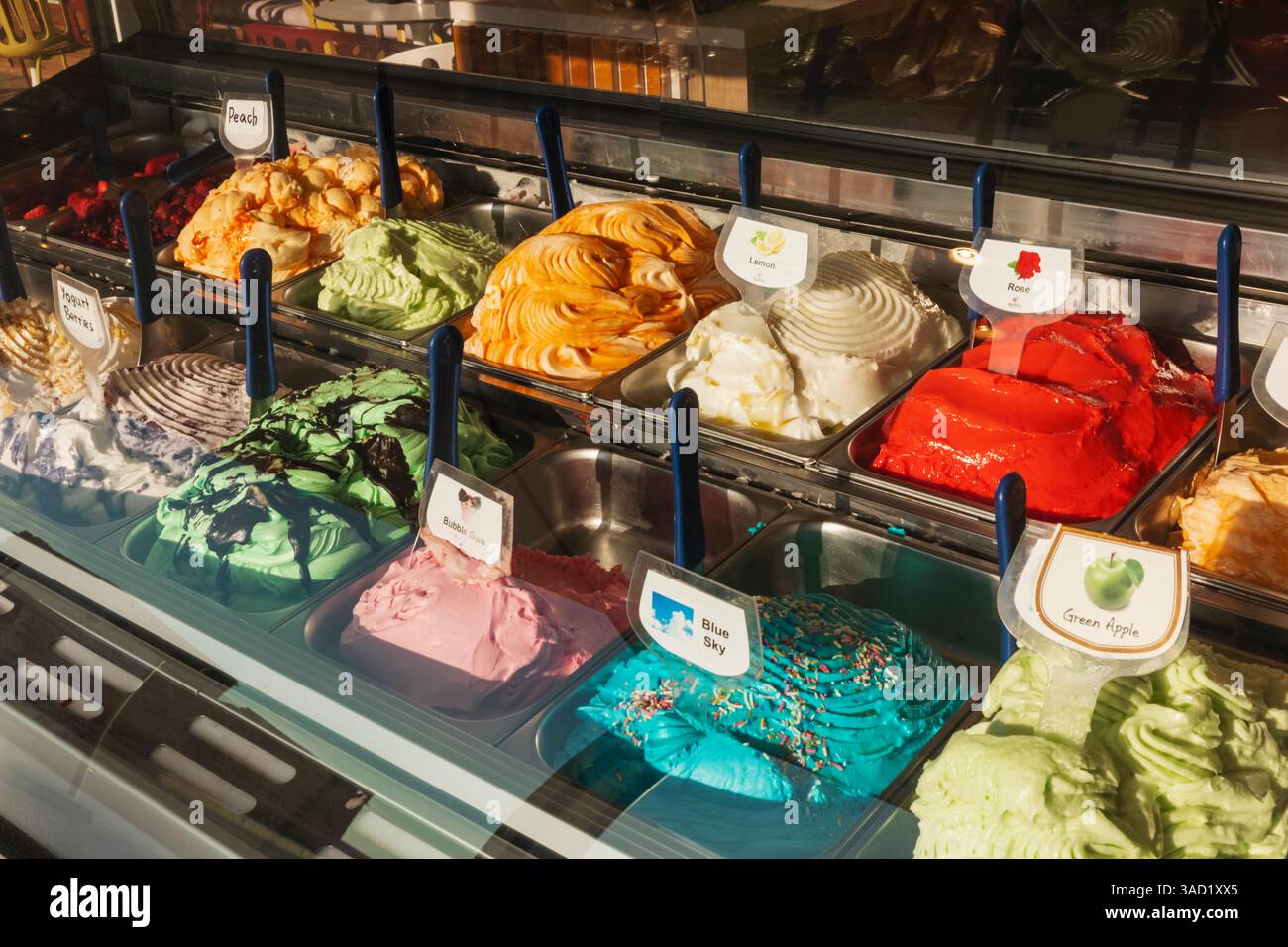 Cyprus, Paphos, Gelato Shop, Colourful Display of Gelato and Ice-cream ...