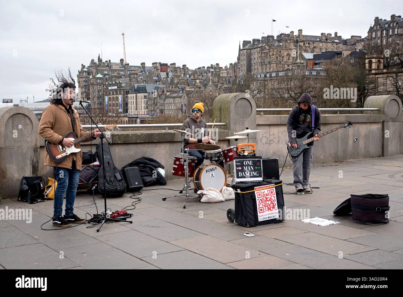 The group One Man Dancing busking at the Mound in Edinburgh, Scotland ...