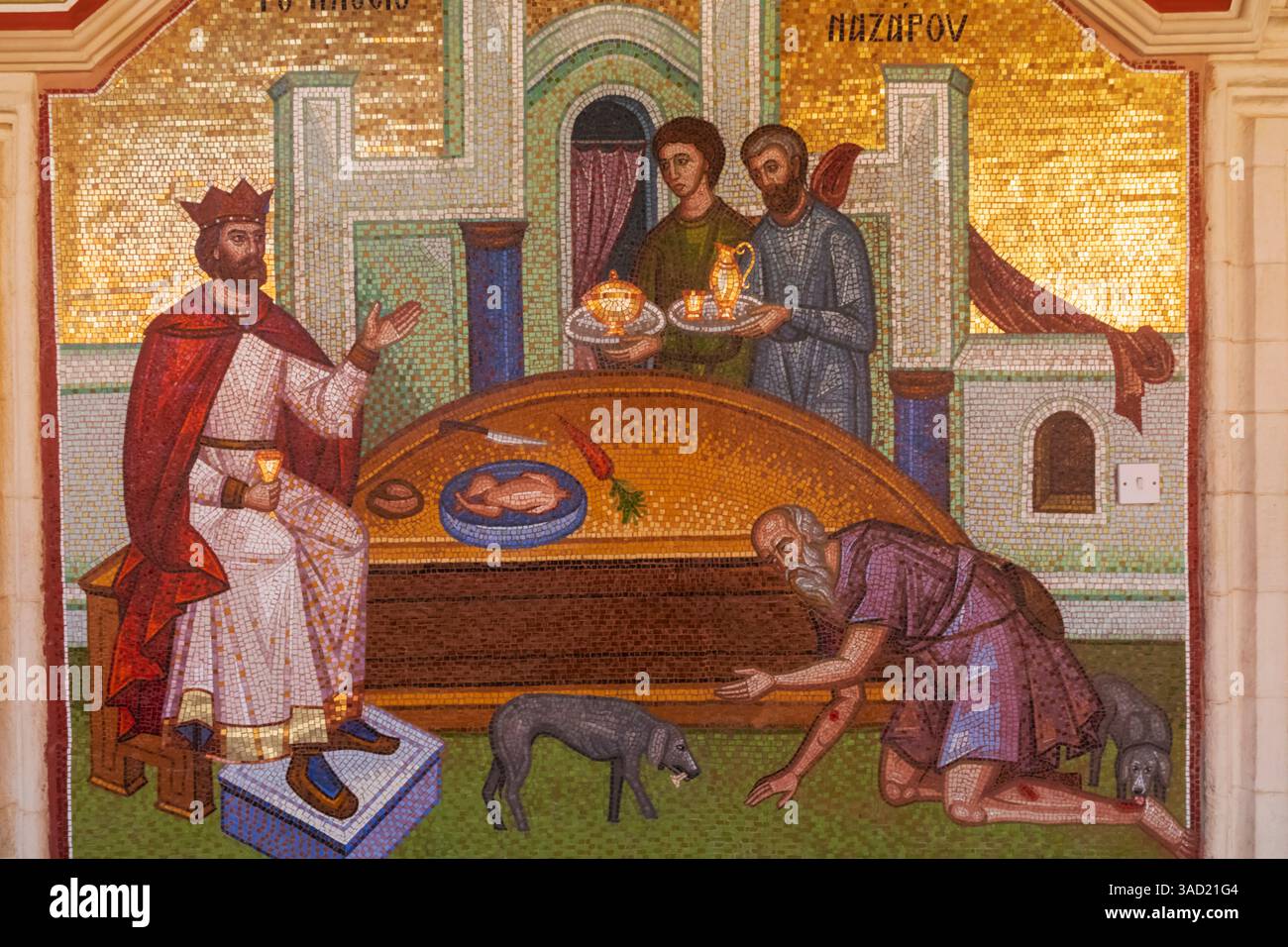 Cyprus, Paphos, Troodos Mountains, Kykkos Monastry, Mosaics depicting ...