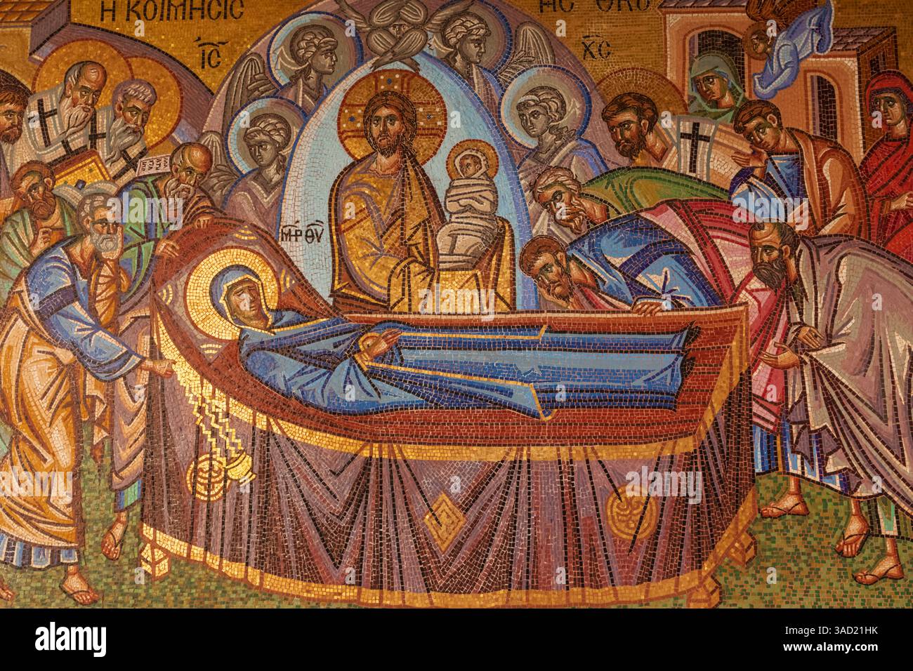 Cyprus, Paphos, Troodos Mountains, Kykkos Monastry, Mosaics depicting ...