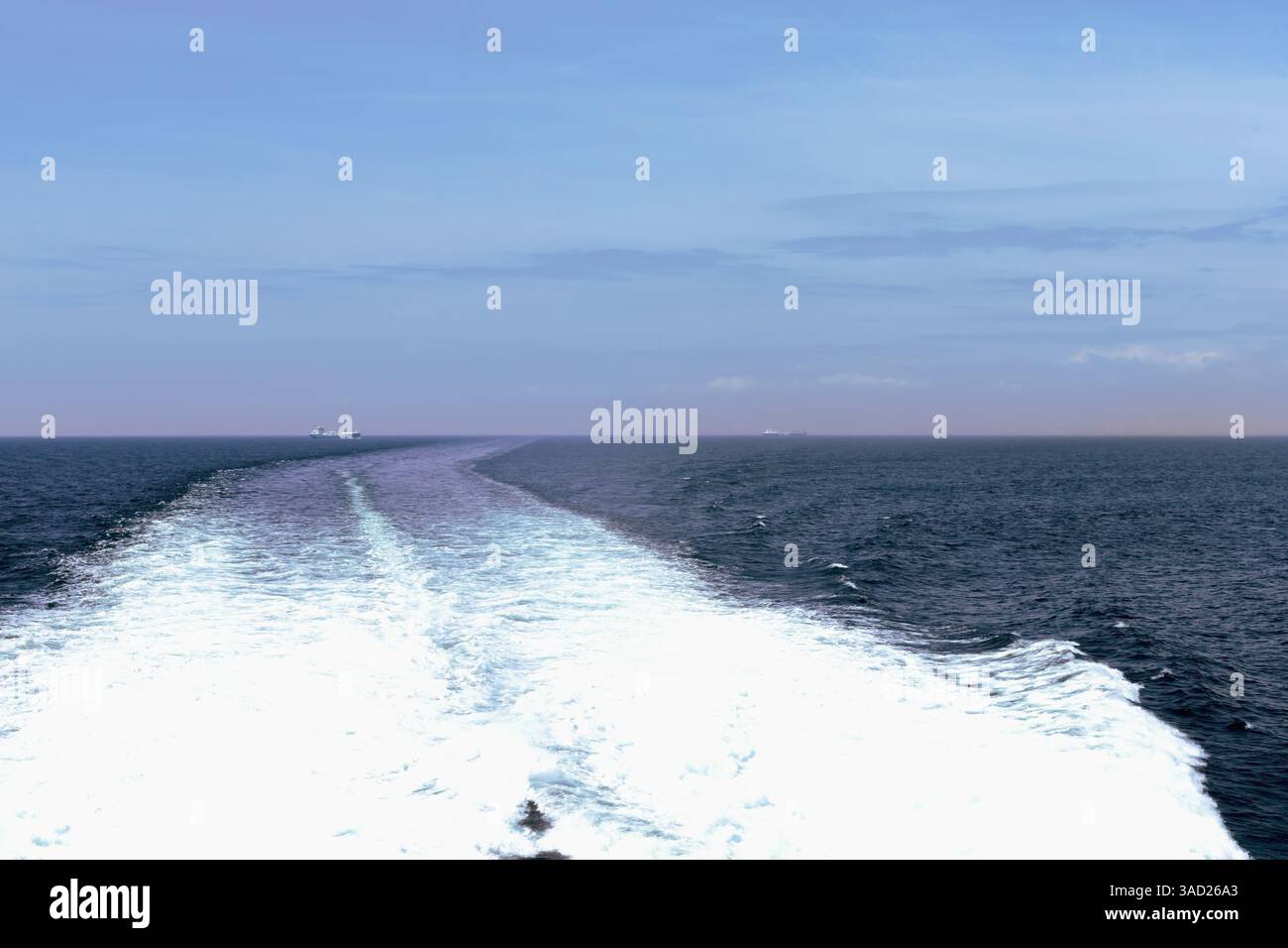 Water trail behind cruise ship. Summer travel concept. High quality ...