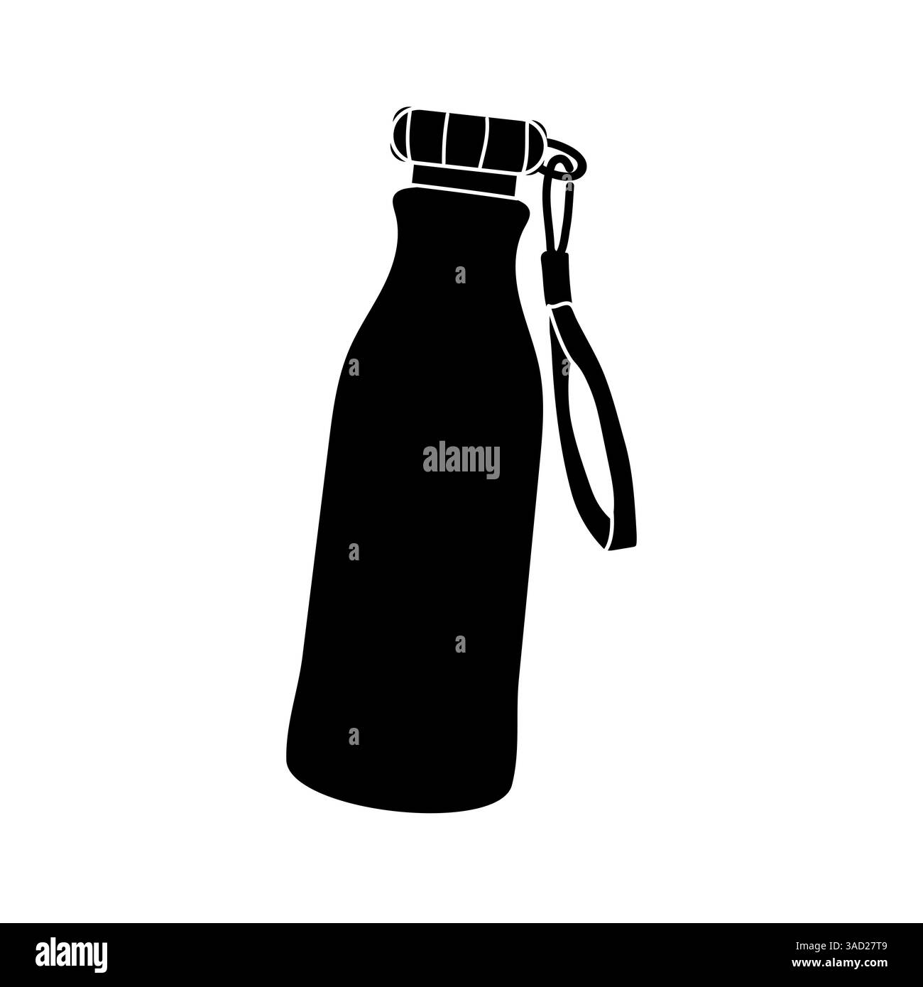 Sleek reusable water bottle featuring a secure cap and handy strap ...