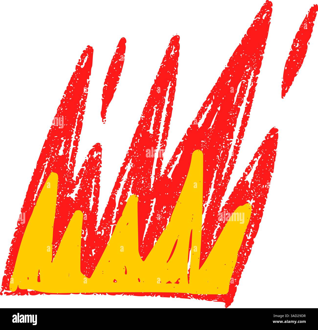 Handdrawn flame graphic with bold fire silhouette. Hot red and yellow ...