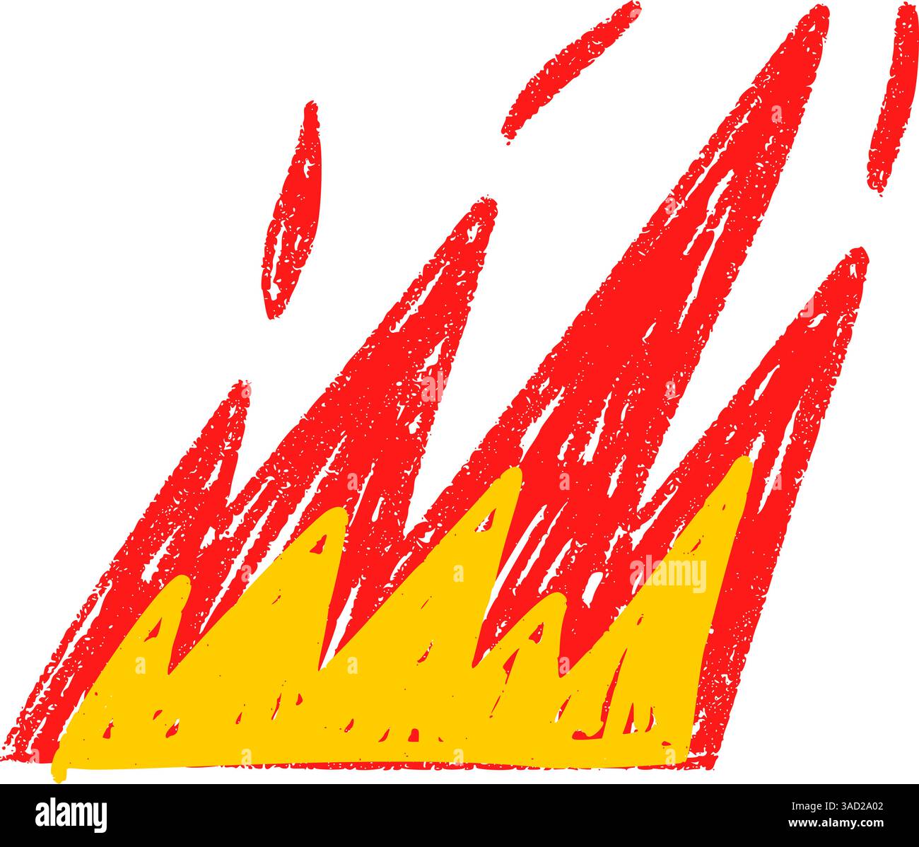 Handdrawn flame graphic with bold fire silhouette. Hot red and yellow ...