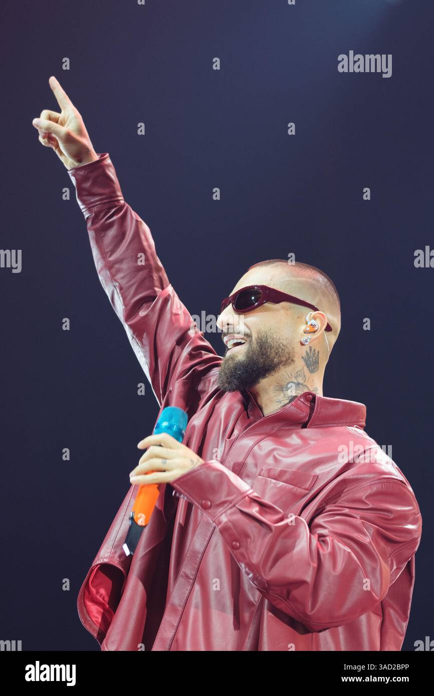 Madrid, Spain. 04th Apr, 2025. Maluma performs on stage at Movistar ...
