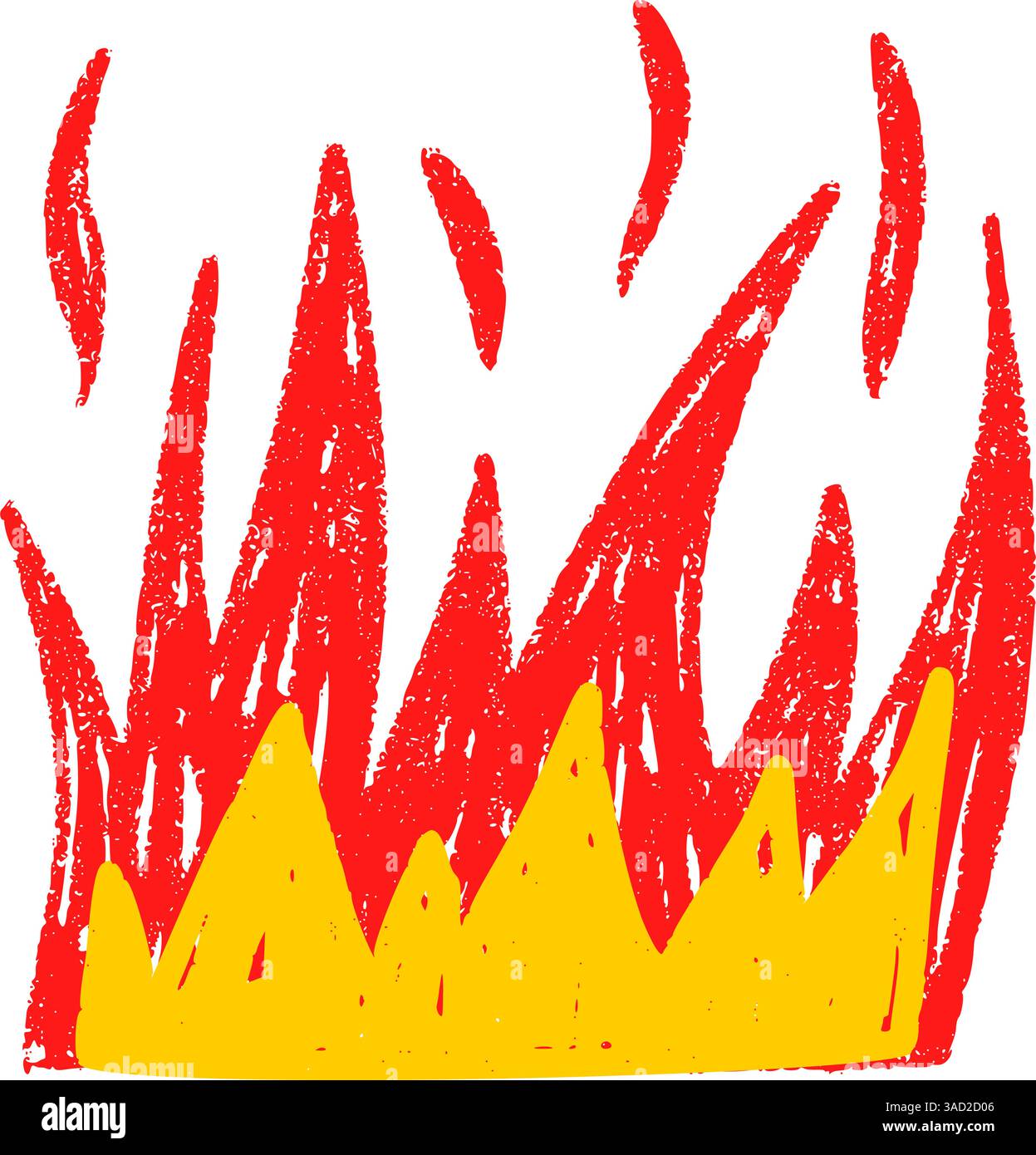 Handdrawn flame graphic with bold fire silhouette. Hot red and yellow ...