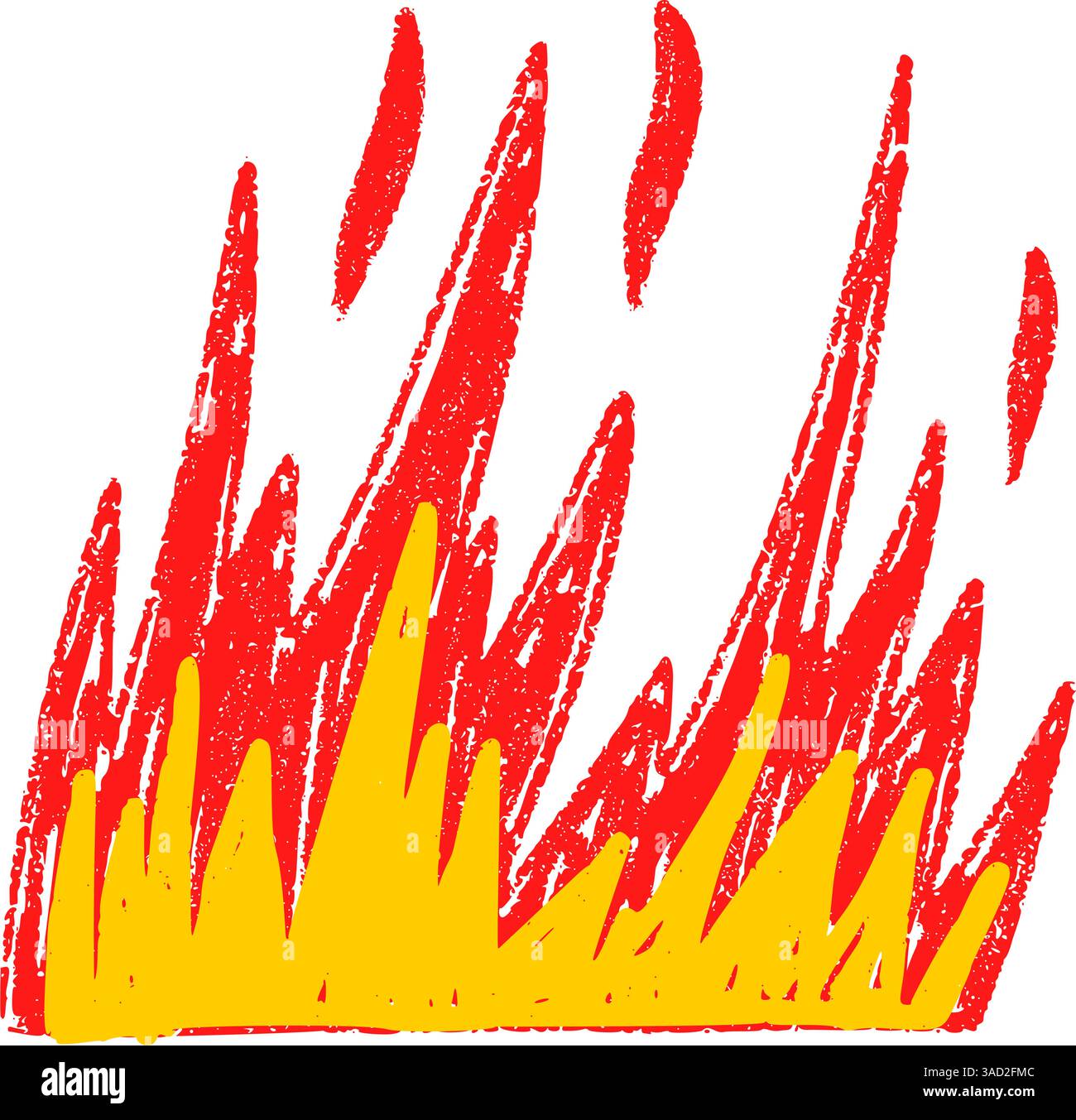 Handdrawn flame graphic with bold fire silhouette. Hot red and yellow ...