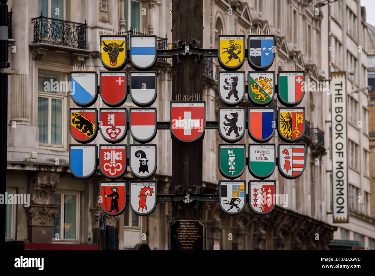 LONDON, UK. 16th February 2025. The Cantonal Tree shows the coat of ...