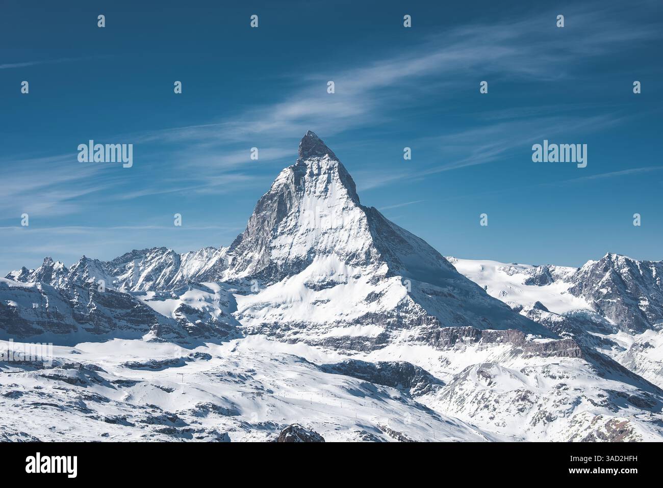 The Matterhorn Mountain with Snow Covered Slopes in Zermatt ...