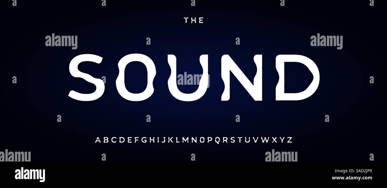 Modern Soundwave-Inspired Font with Wavy, Distorted Letter Shapes on a ...