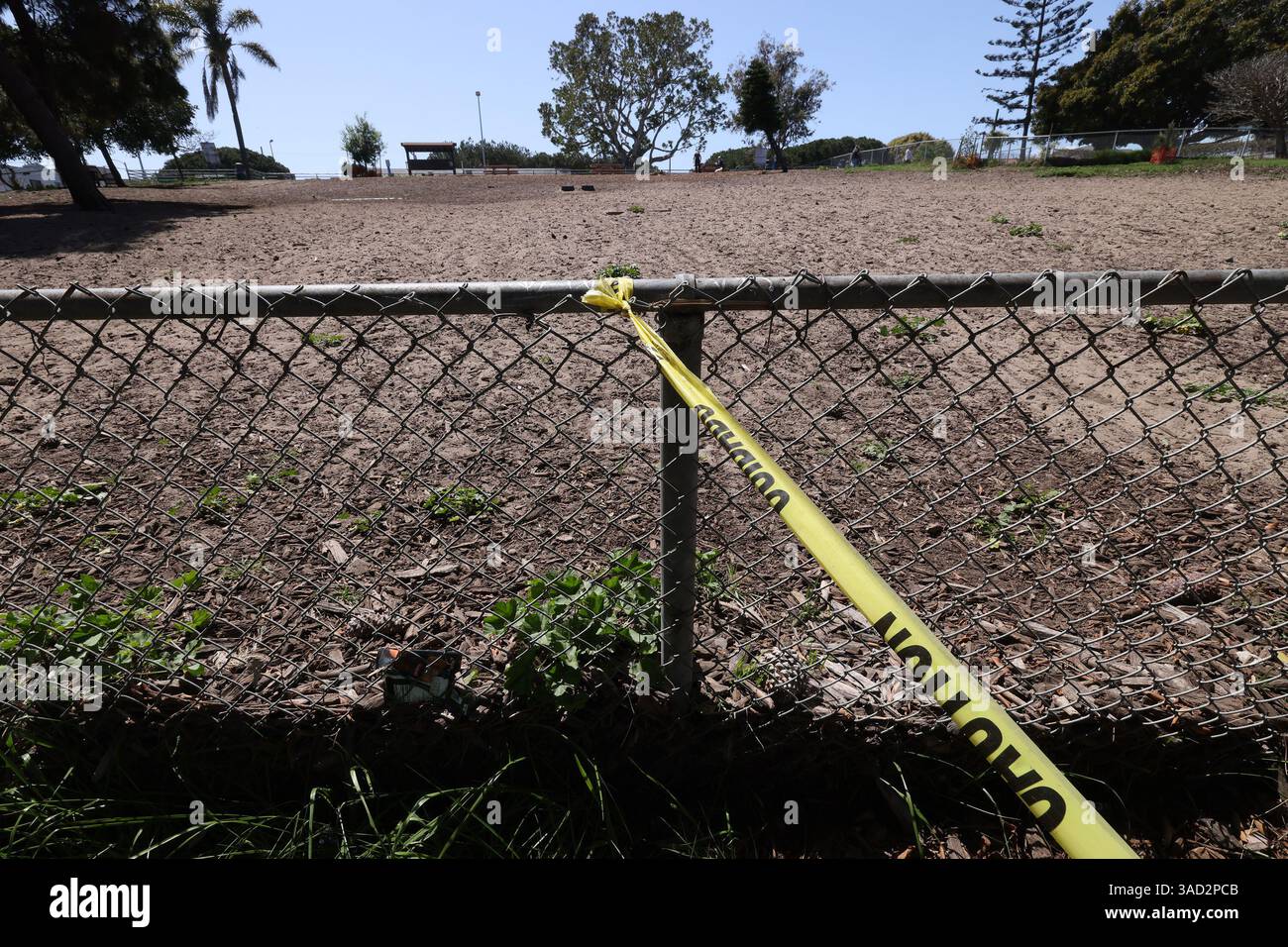 Venice, California, USA. 4th Apr, 2025. Police tape is scene at a dog ...