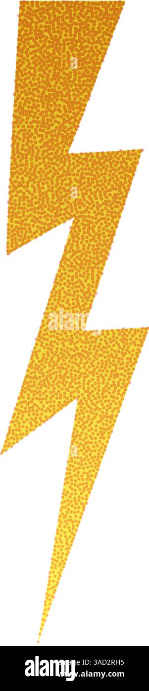 Lightning comic bolt with yellow grunge effect. Electric halftone ...