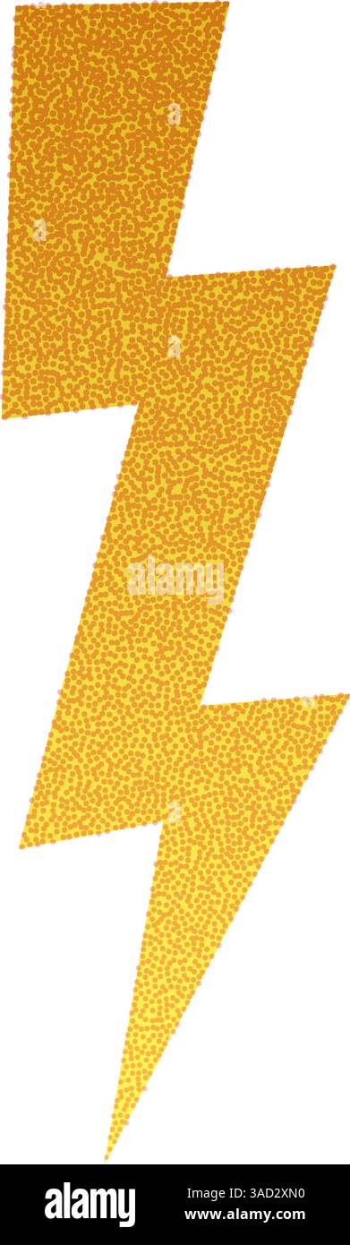Lightning comic bolt with yellow grunge effect. Electric halftone ...