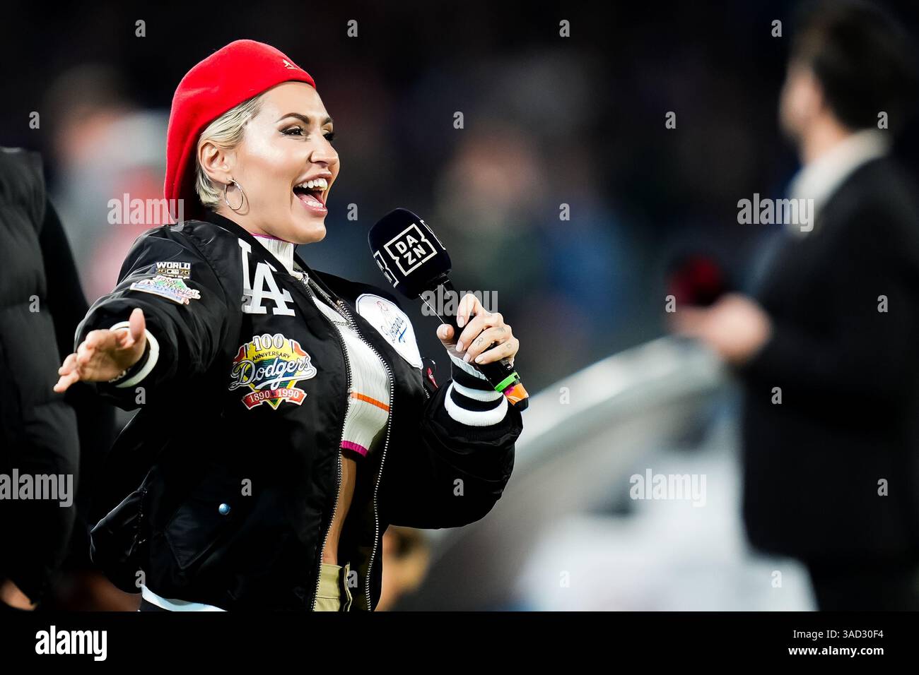 Naples, Italy. 30th Mar, 2025. Italian singer Serena Brancale looks on ...