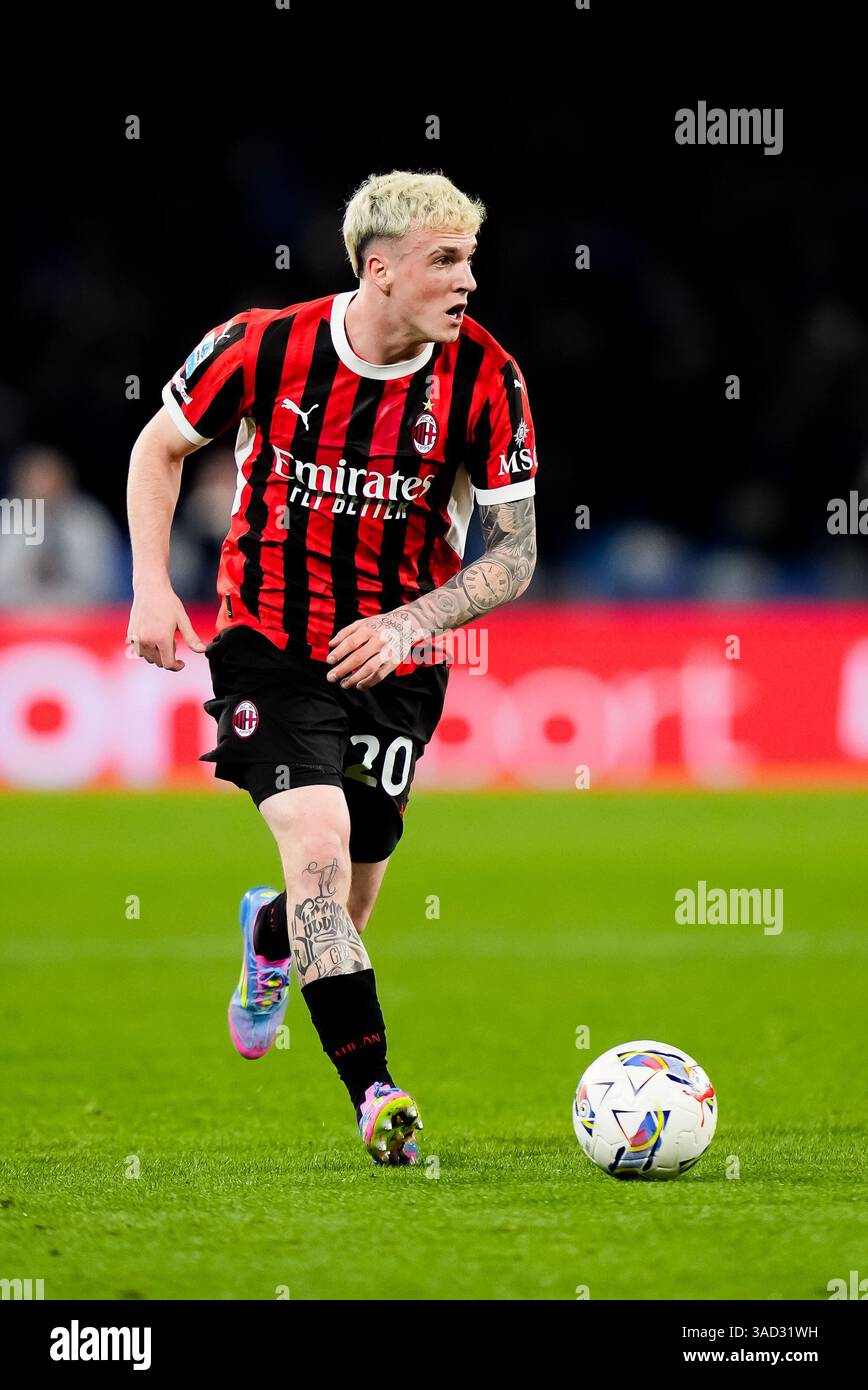 Naples, Italy. 30th Mar, 2025. Alex Jimenez of AC Milan during the ...