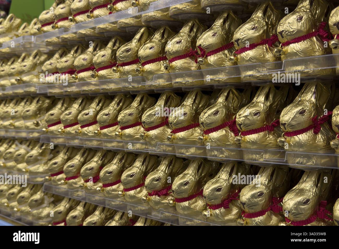 Display on retail shelf wholesale of large quantity of chocolate Easter ...