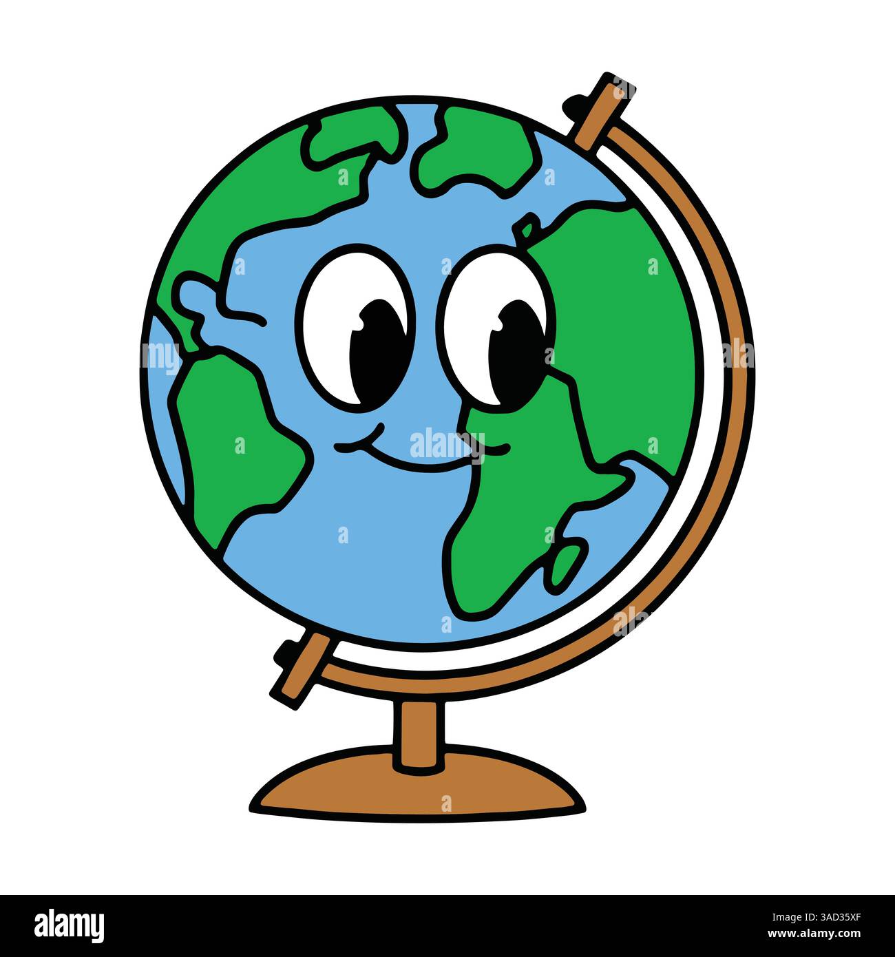 Cute globe model vector illustration. Cartoon style globe with a simple ...