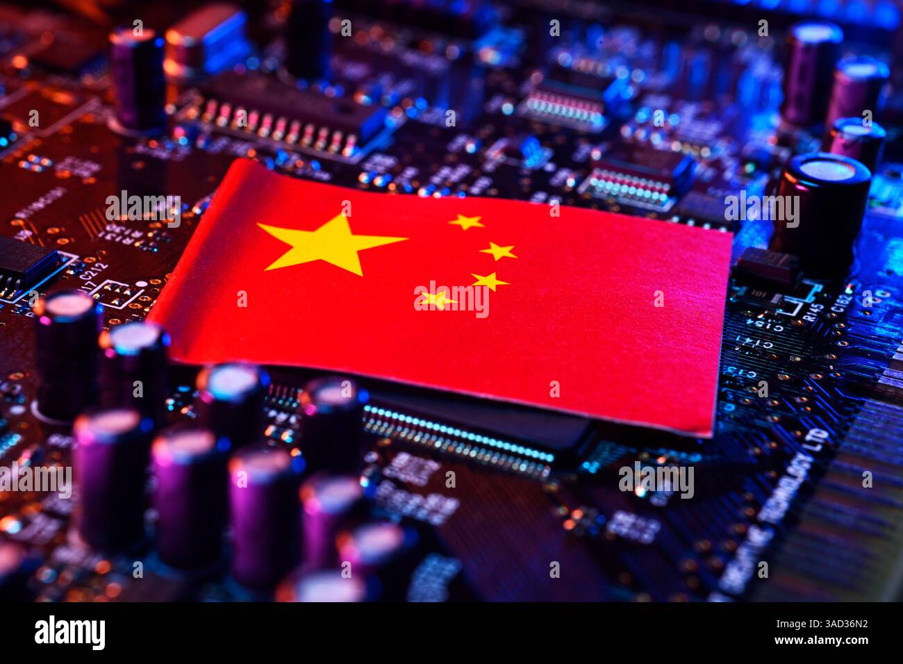 Flag of China on computer chip Stock Photo - Alamy