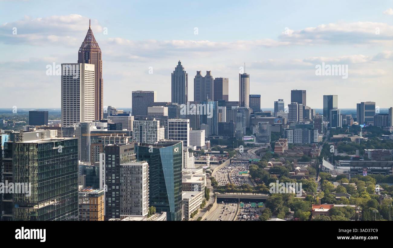 Aerial views of Atlanta showcase a vibrant cityscape with sleek ...