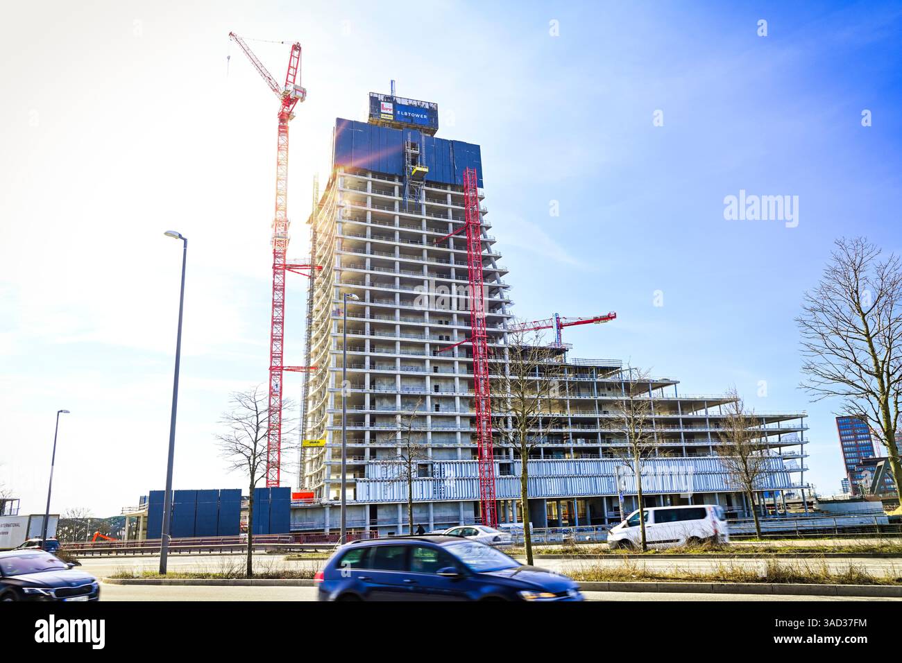 Elbtower construction project, construction site in the Hafencity in ...