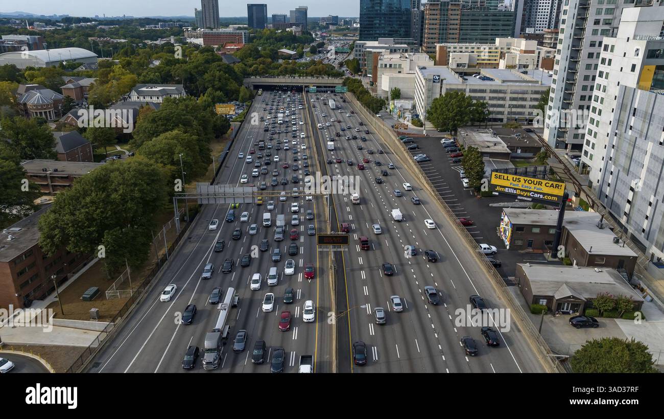 Aerial views of Atlanta showcase a vibrant cityscape with sleek ...
