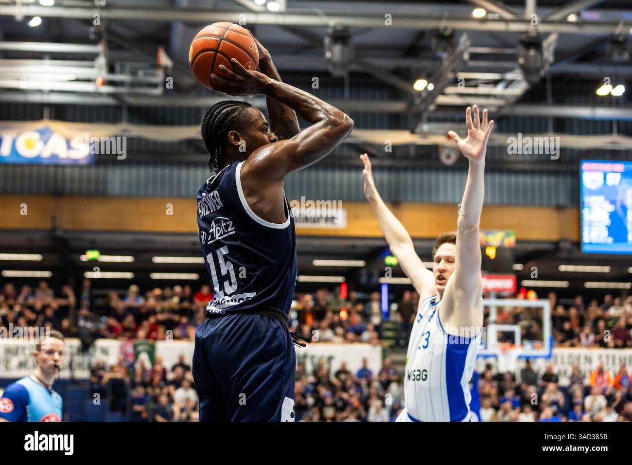 Weissenfels, Deutschland. 04th Apr, 2025. Ty Brewer (Syntainics MBC, No ...