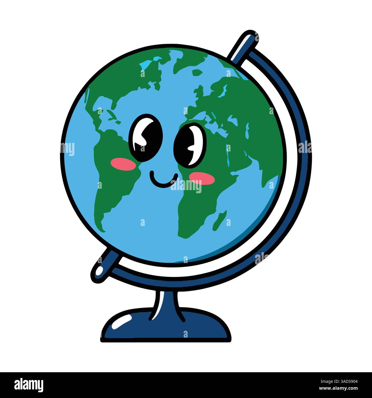 Cute globe model vector illustration. Cartoon style globe with a simple ...