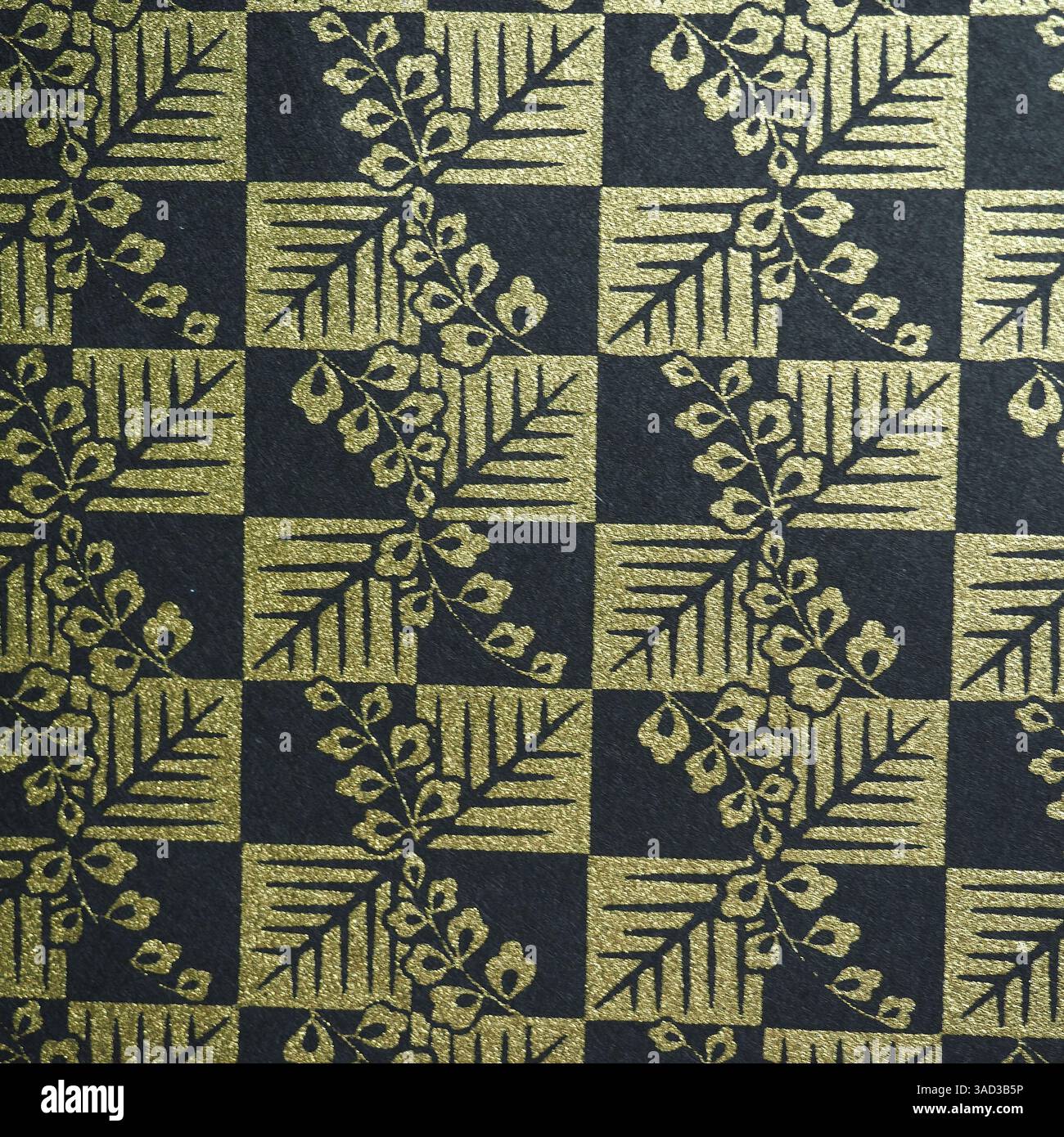 Traditional Japanese patterns -black and gold botanical theme Stock ...