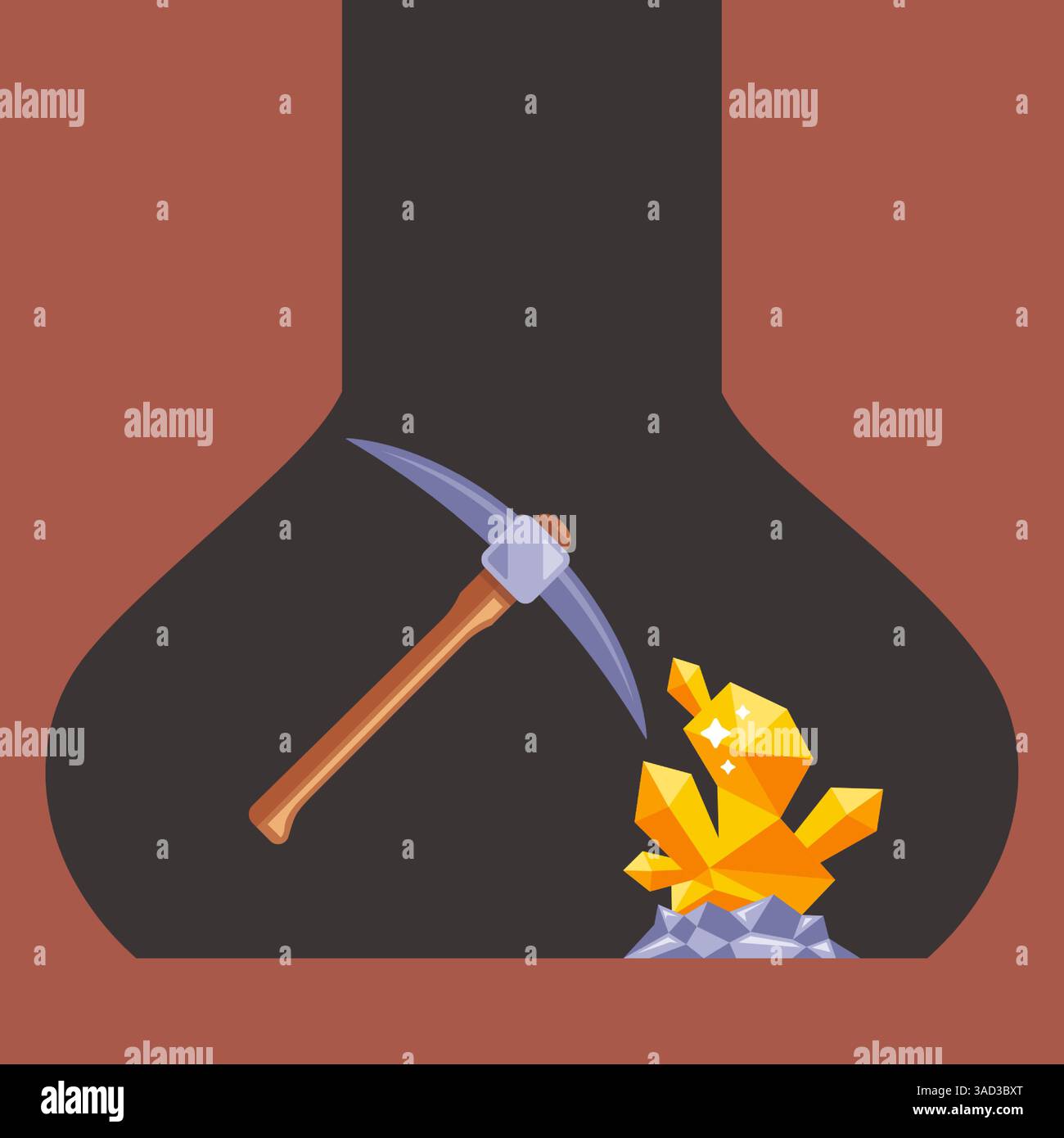 Mining coal minerals gold concept. Vector flat graphic design Stock ...