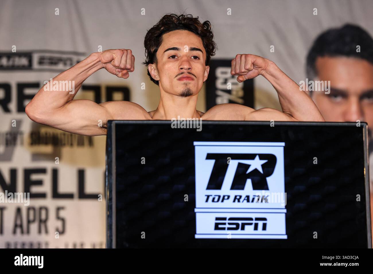 Las Vegas, NV, USA. 4th Apr, 2025. Junior Bantamweight Steven Navarro ...