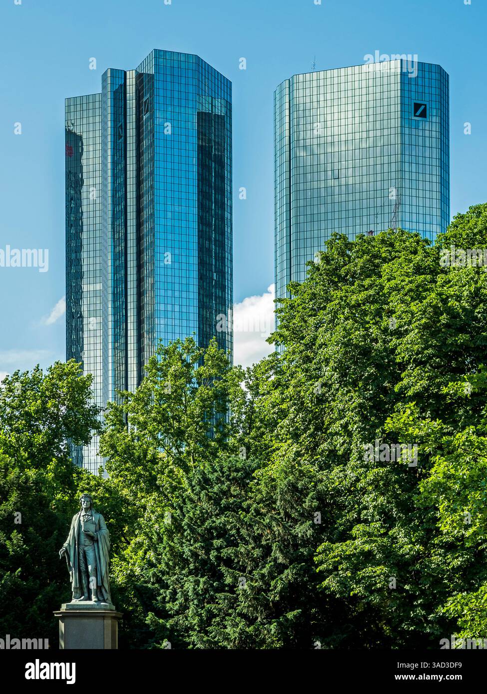 Deutsche bank building in frankfurt am main with schiller monument hi ...