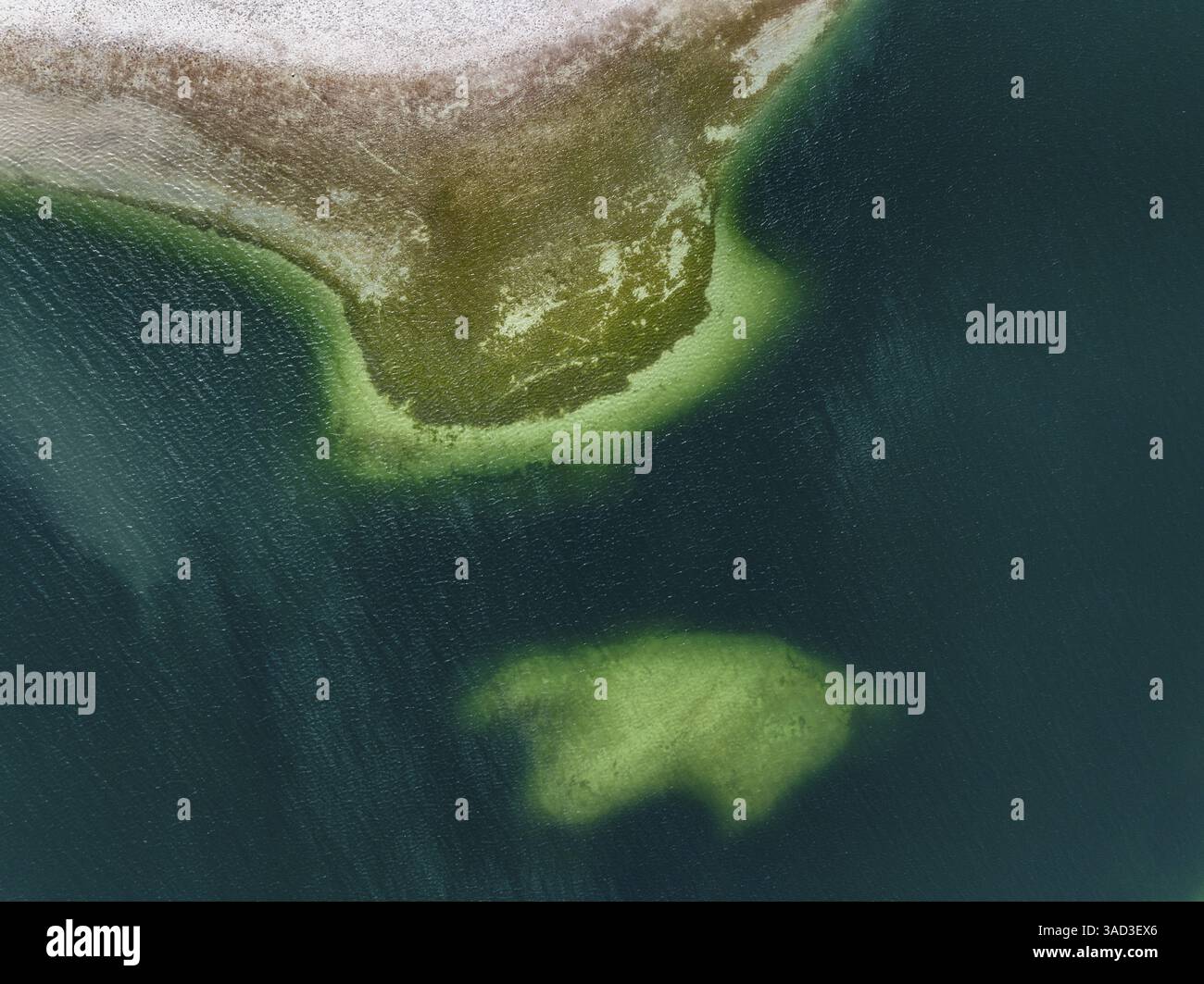 Aerial photograph, top-down view of an abruptly sloping shallow water ...