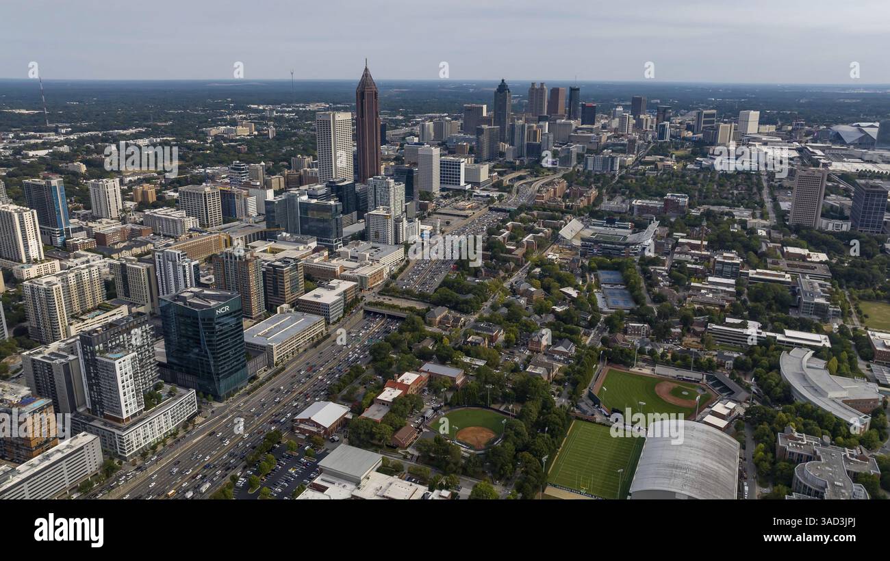 Aerial views of Atlanta showcase a vibrant cityscape with sleek ...