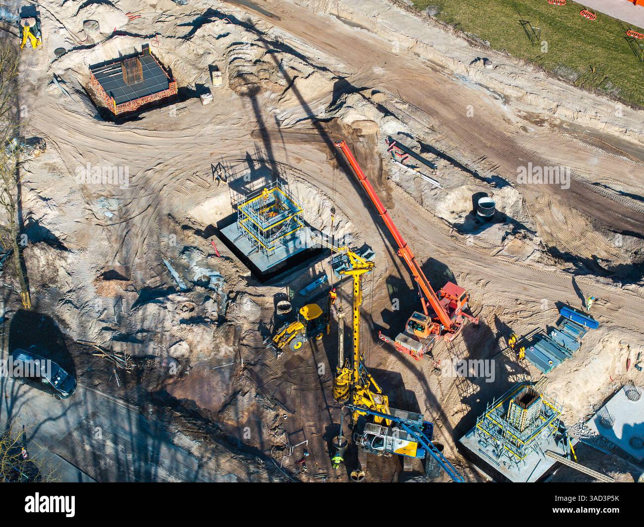 Active Construction Site with Roads and Bridges in Riga, Latvia Stock ...