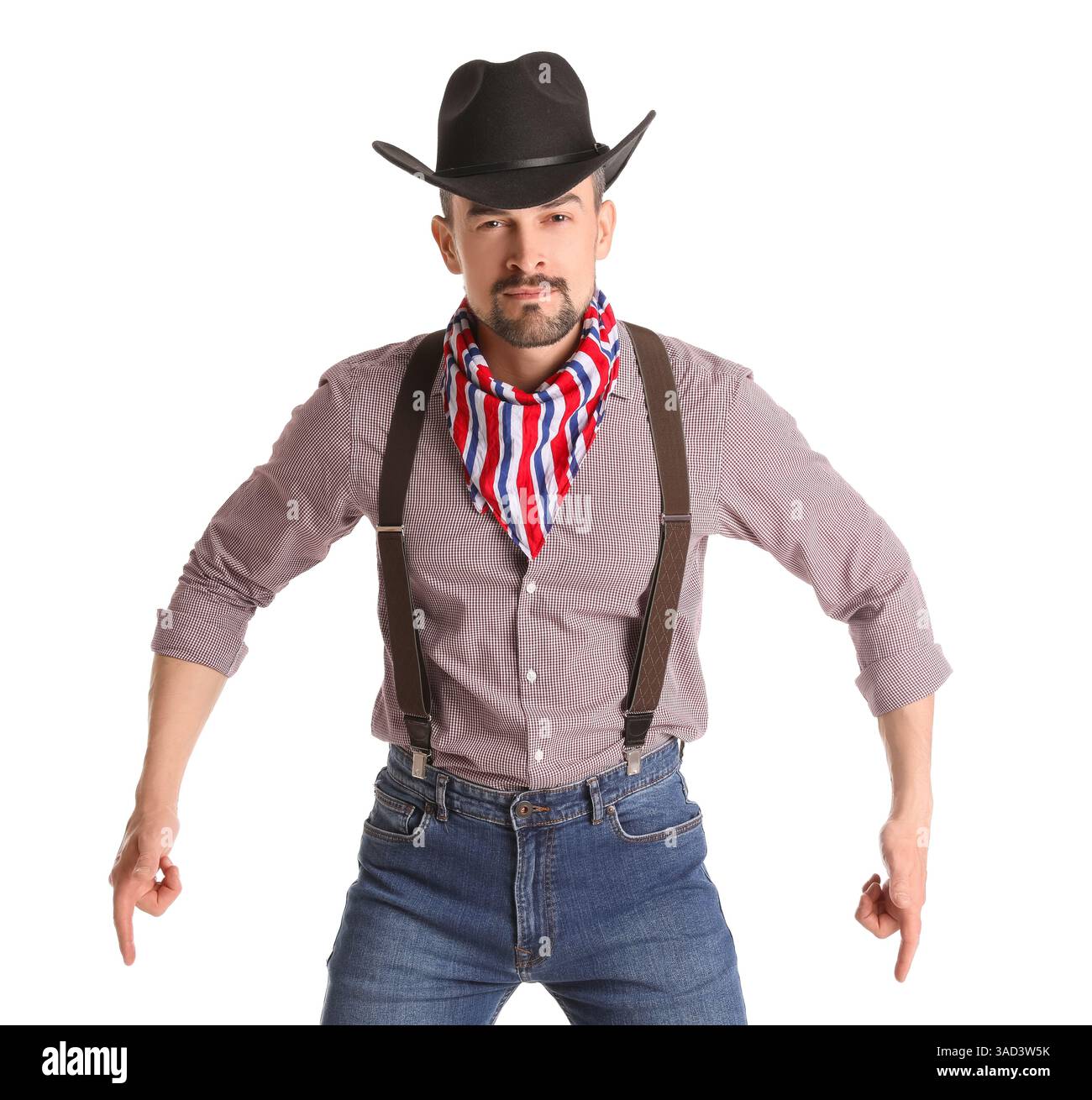 Handsome cowboy on white background Stock Photo - Alamy