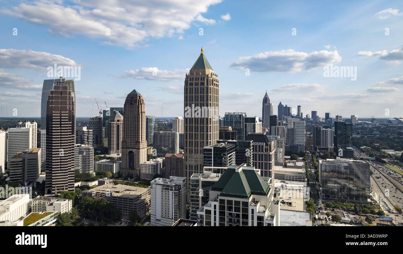 Aerial views of Atlanta showcase a vibrant cityscape with sleek ...