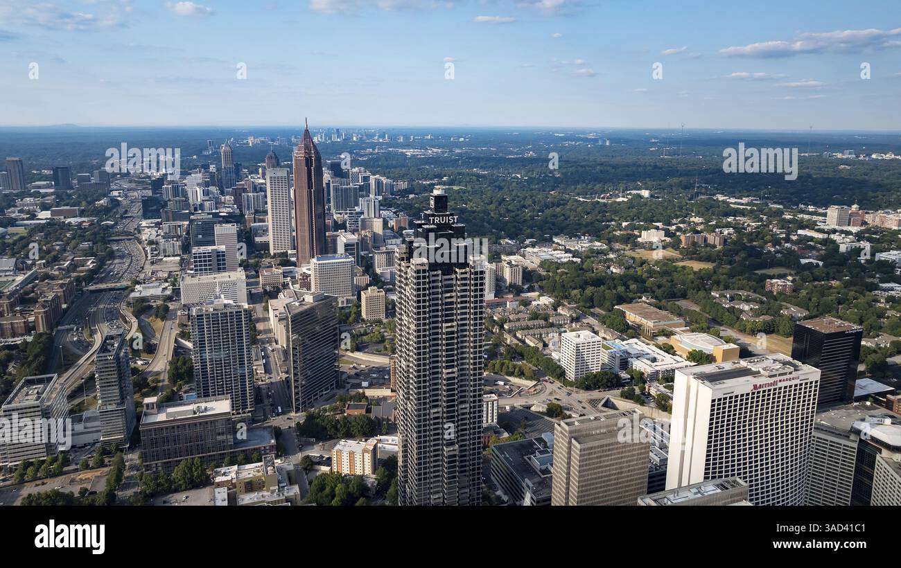 Aerial views of Atlanta showcase a vibrant cityscape with sleek ...
