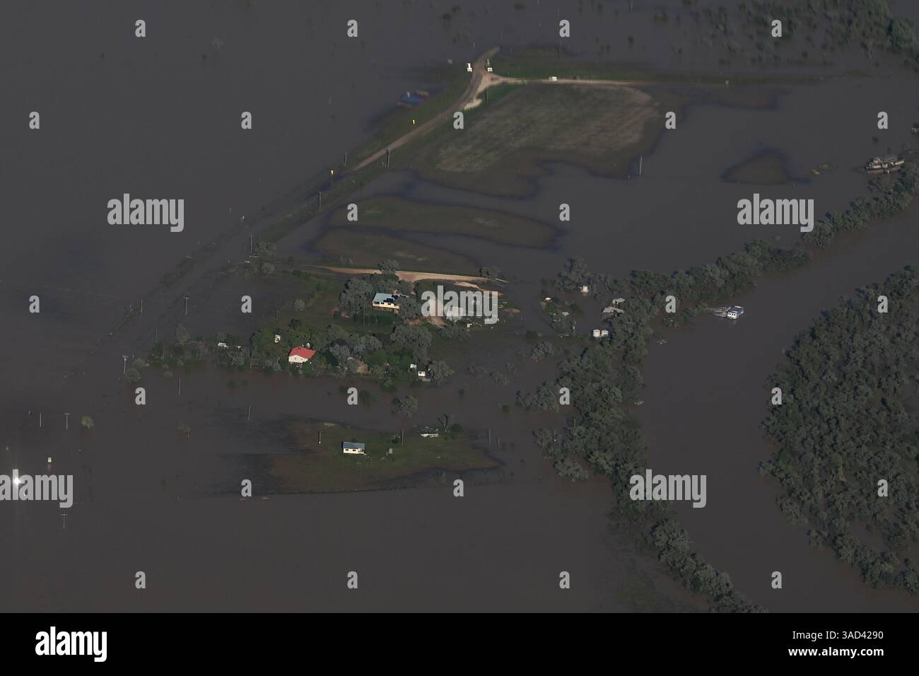 Ariel view of flood affected areas near the town of Longreach on Day 8 ...