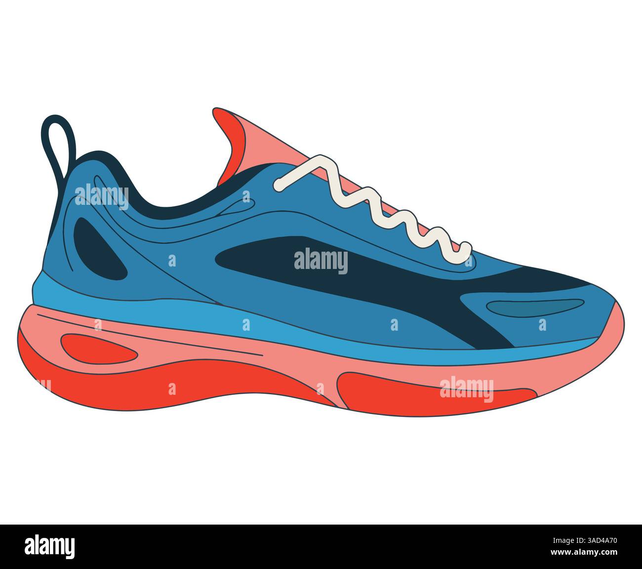Blue Running Shoes with White Laces. Cartoon style vector illustration ...